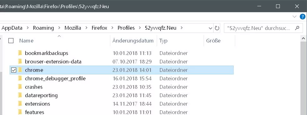 Firefox userChrome.css und userContent.css erstellen