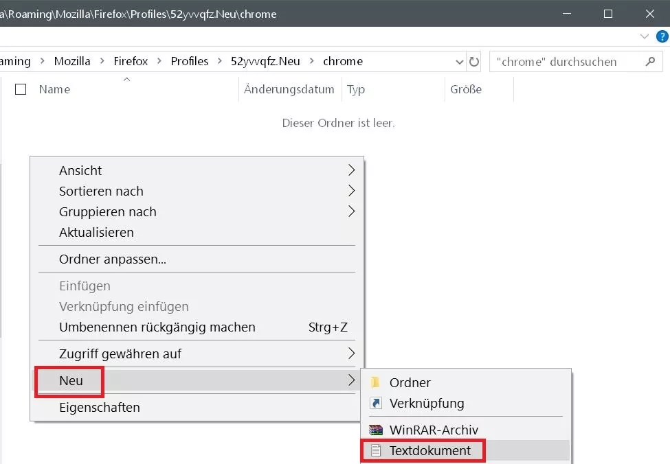 Firefox userChrome.css und userContent.css erstellen