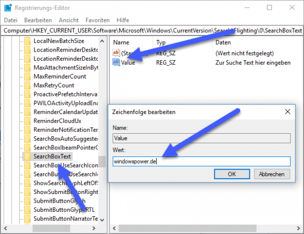 Suchleiste Suchfeld ein- und ausblenden bei Windows 10