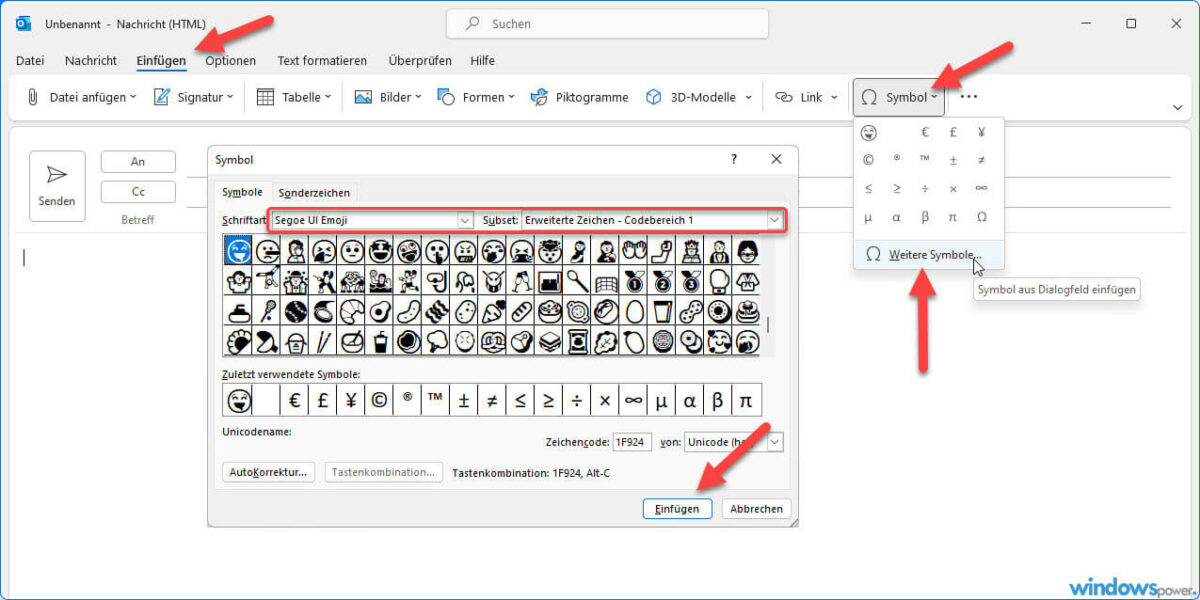 Microsoft Outlook: Smileys Emojis in Outlook E-Mails einfügen