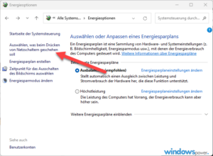 Schnellstart aktivieren deaktivieren unter Windows 11