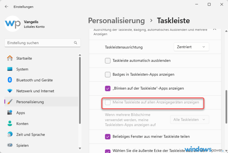 Taskleiste auf mehreren Monitoren anzeigen bei Windows 11